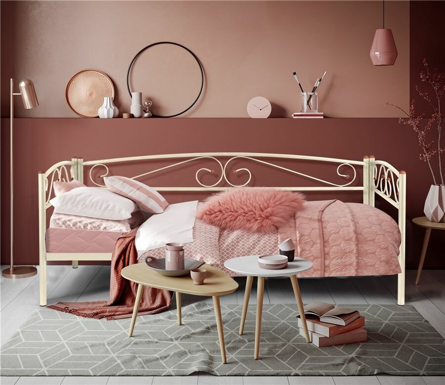 Кушетка Оптима Люкс (90х190/металлическое основание) Бежевый