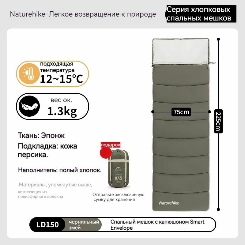 Naturehike Конверт хлопчатобумажный спальный мешок CNK2300SD016