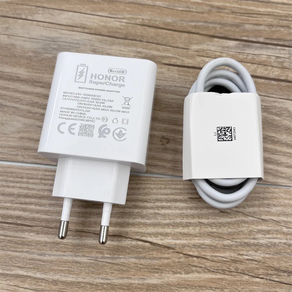 Быстрое зарядное устройство Honor 66 Вт SuperCharge EU для Honor X9C 80 90 GT X60 X50 EU Add Cable