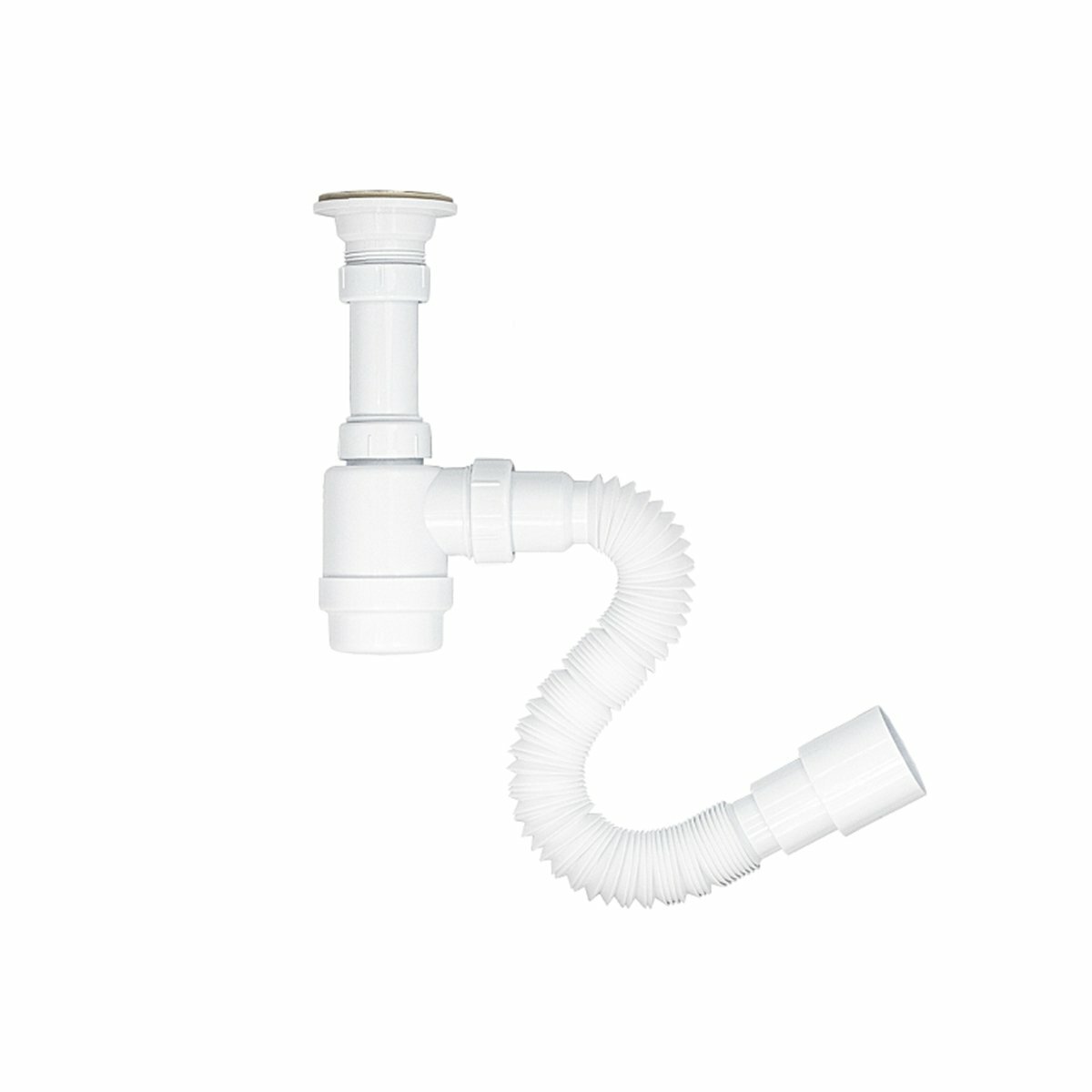 Сифон MasterProf Мини 2 в 1, 1 1/4" x 40 мм, с отводом, с нержавеющей чашкой, гофротруба 720 мм