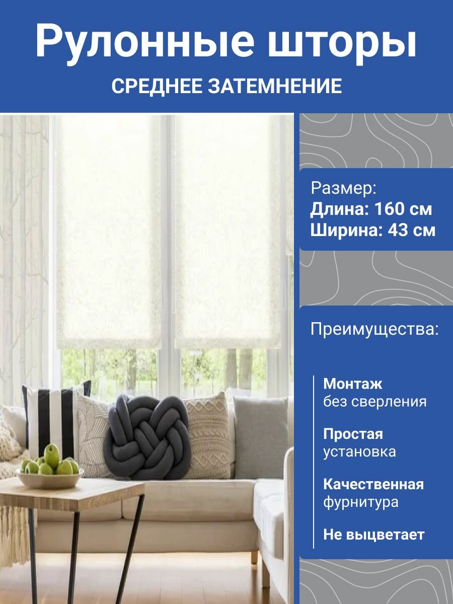 Рулонная штора Delfa СРШ-01МЭ-29501 47(43) "Венеция" 43х160 см. Жалюзи на балкон, на кухню, в спальню.
