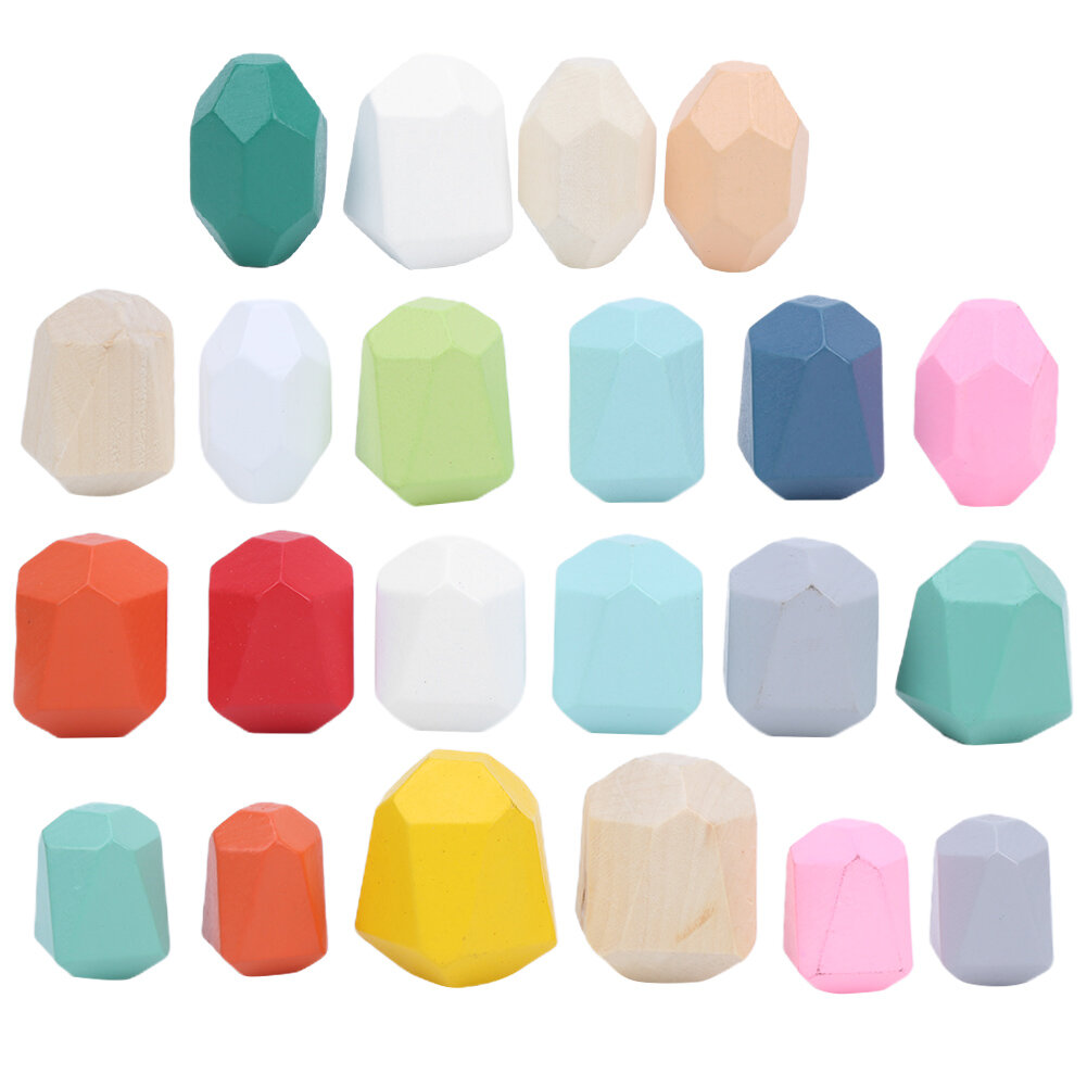 22pcs деревянный каменный строительный блок камня игра в пейзаж с детьми образовательная игрушка 6