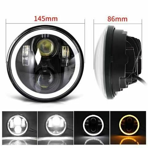 Светодиодная LED передняя круглая фара Нива