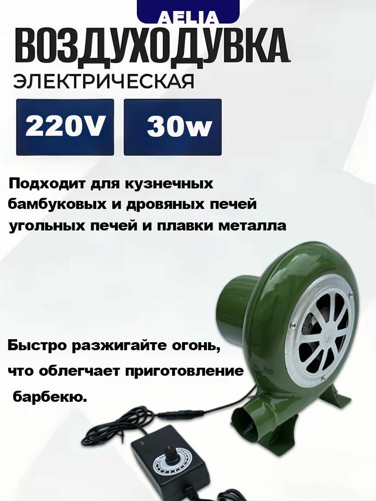 Электрическая воздуходувка для розжига угля 220 В, 30Вт мощный вентилятор для мангала, печи и барбекю с регулируемой скоростью ветра