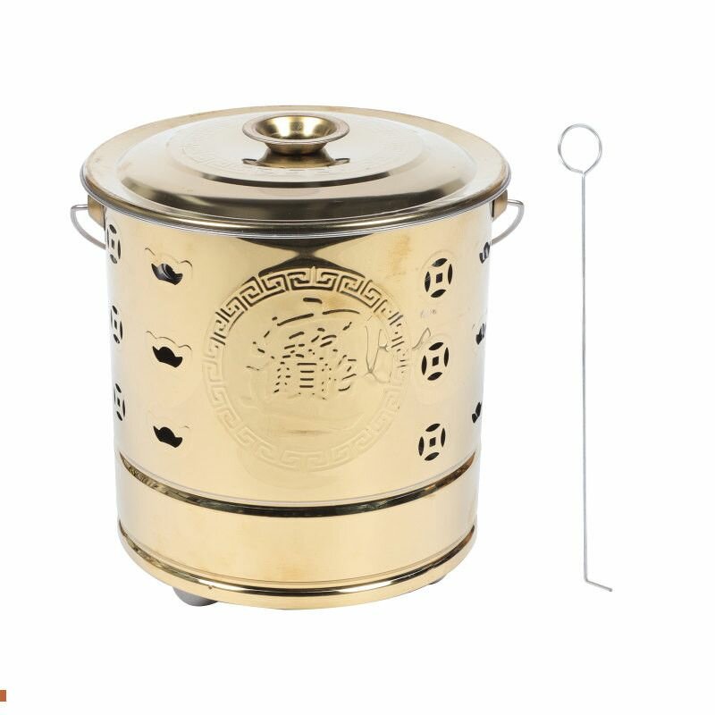 Костровая чаша из нержавеющей стали для сжигания бумаги и мусора с вентиляционным отверстием и крючком 30 см