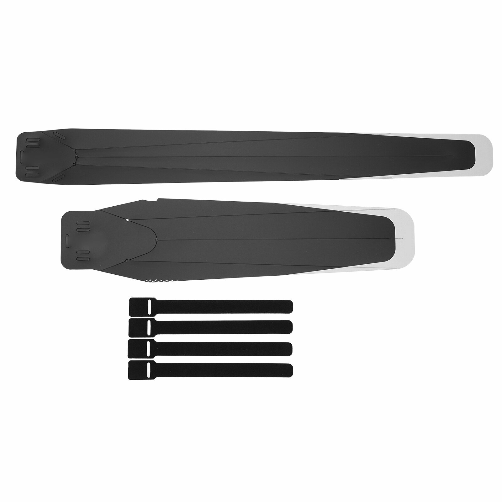 1 пара велосипедных крыльев: передние и задние брызгозащитные щитки, универсальные, из смолы, черные.