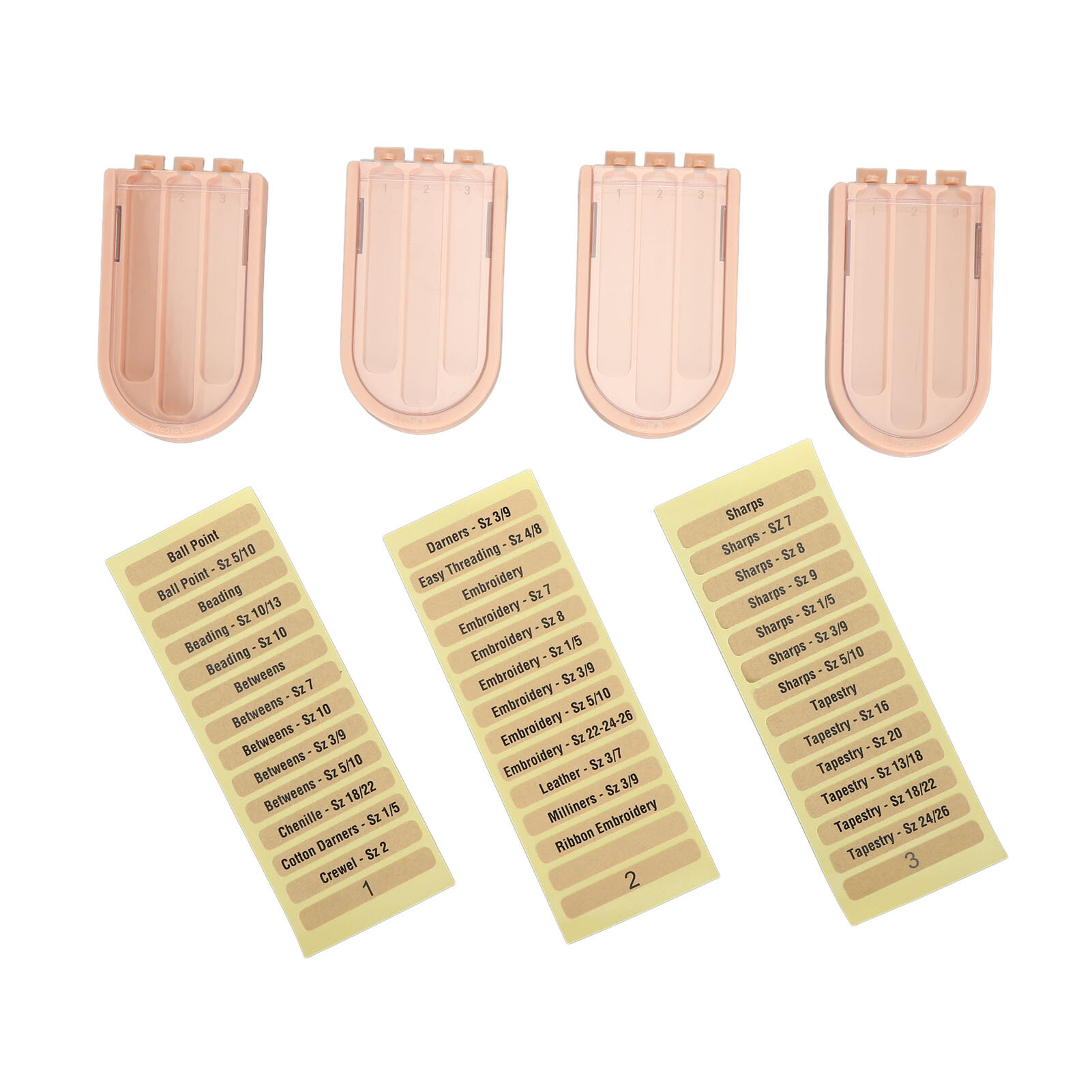 3-секционный пластиковый контейнер для хранения швейных игл, держатель для вязальных булавок, портативный компактный контейнер для ручных швейных игл для дома и путешествий, 4 шт, розовый.