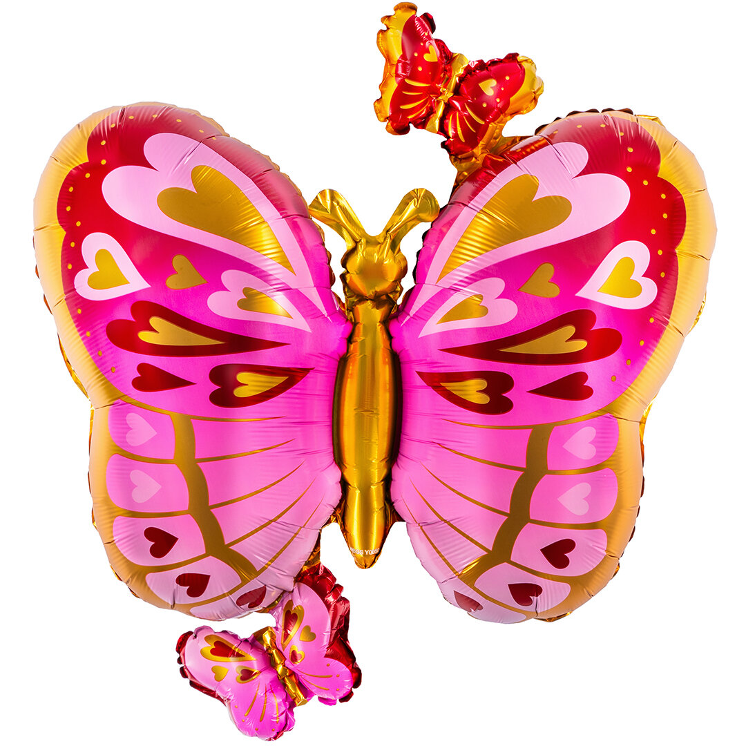 Шар воздушный Falali фольгированный 29", 74 см Фигура, Бабочки, розовый