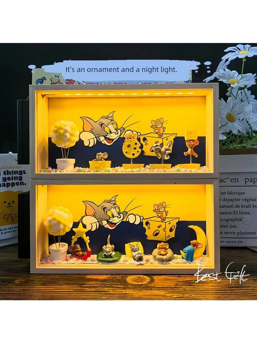 Ночник Cheese Cat + Sleepy Cat, батарейки, с мешком