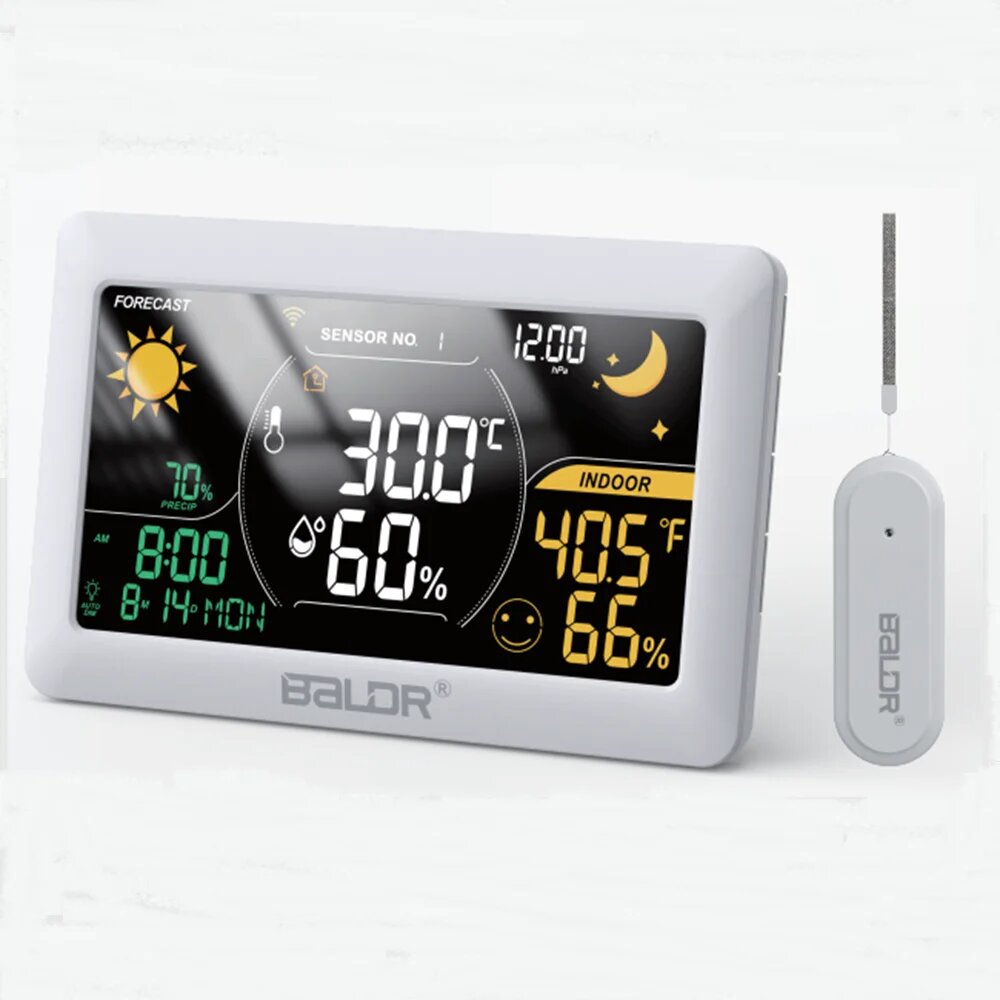 BALDR Wi-Fi метеостанция беспроводной внутренний наружный термометр гигрометр настенный будильник приложение давления онлайн монитор прогноза