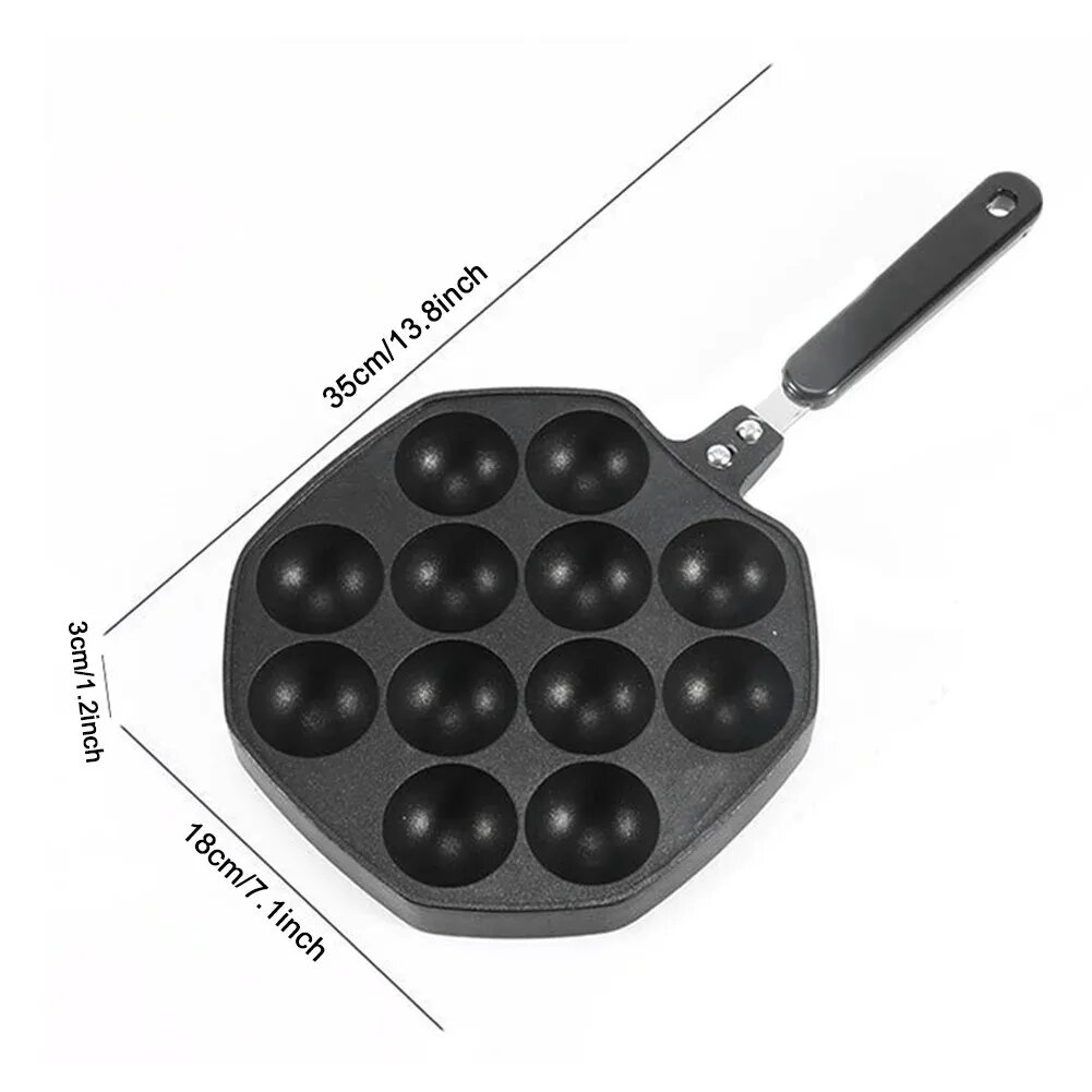 Сковорода для такояки YTYIN 12 форм алюминиевый сплав 12 holes with handle