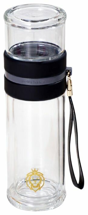 Термос-заварник "Король Лев" с силиконовой ручкой, объем 290 мл, стеклянная термобутылка для кофе и чая, сохраняет тепло несколько часов