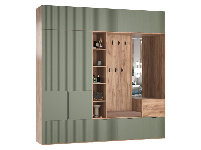 Прихожая в коридор "Тайлер 7" 225х240х50 Дуб крафт табачный / Фентале