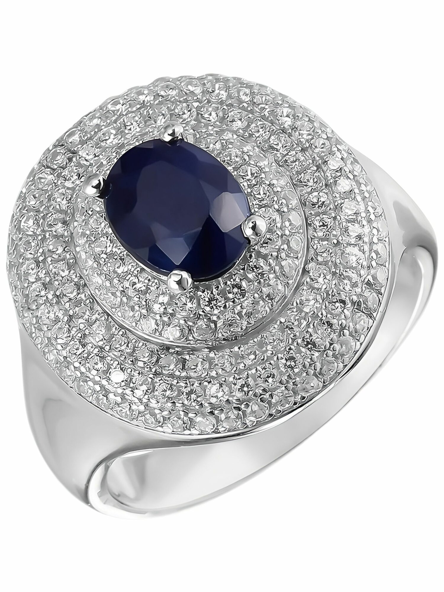 Кольцо тонкое, серебро, 925 проба, фианит, сапфир