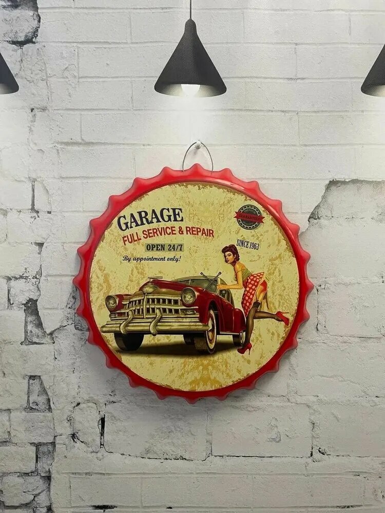 Декор на стену пробка пивная Garage