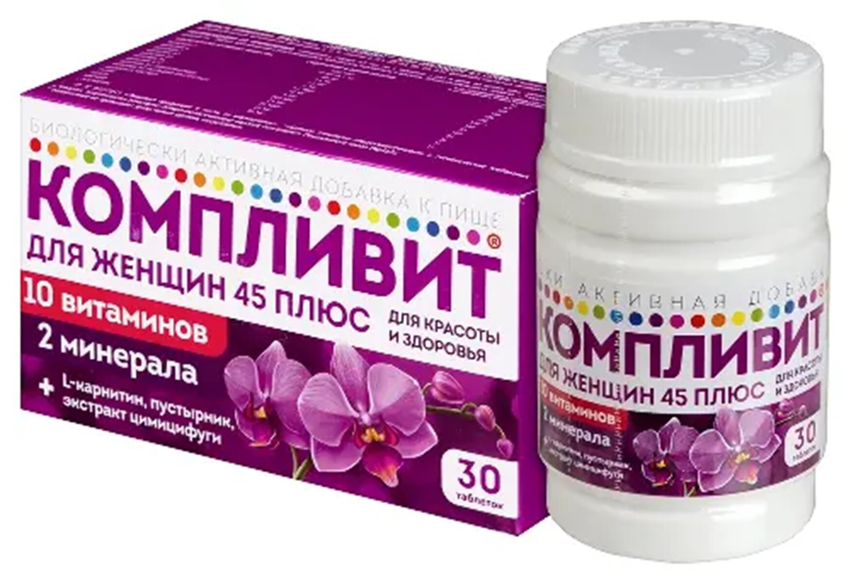 Витамины Компливит "Для женщин 45+" Фармстандарт, 30 таблеток — фото 1