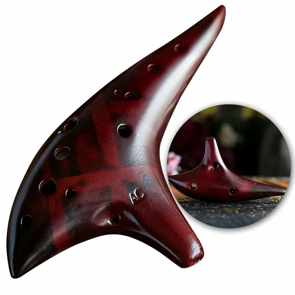 Керамическая флейта тонго 12 отверстий до, коричневая