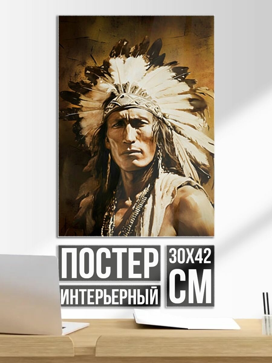 Постер на стену Североамериканский индеец