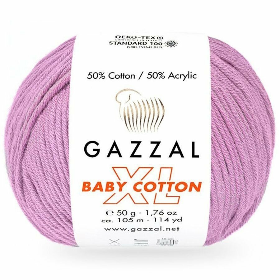 Пряжа Gazzal BABY COTTON XL 3422 роз. сирень (5 мотков)