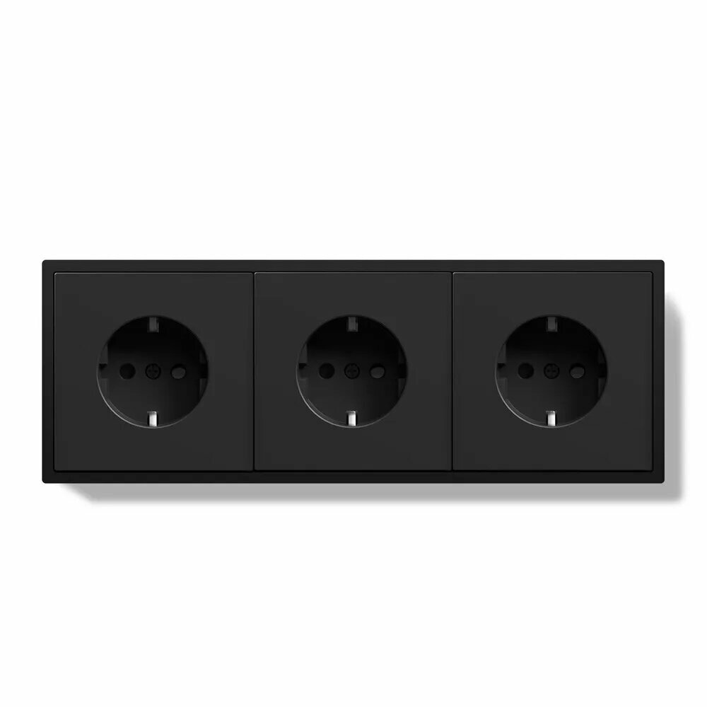 Встроенная Розетка BSEED тройная 3 поста , Настенный розетка с когтями,16А 250В, PC рамка Черная
