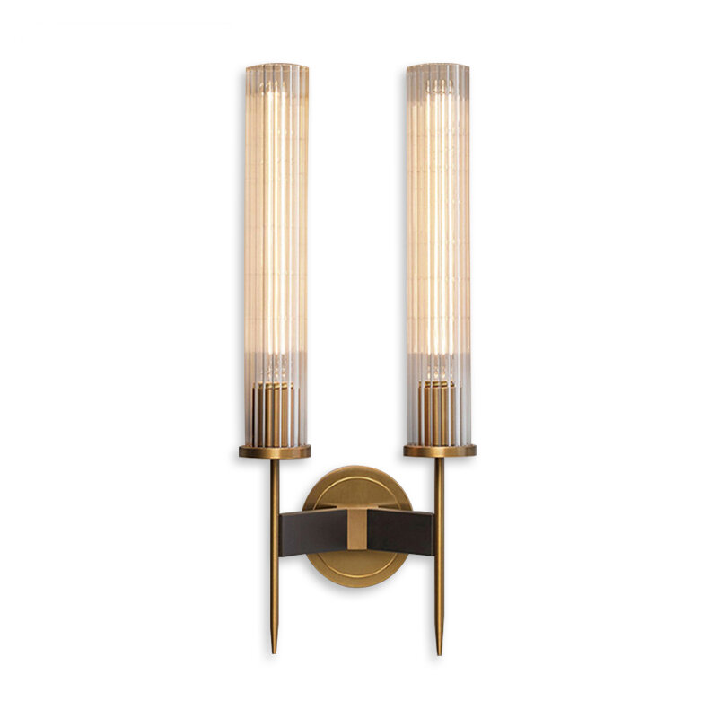 Настенный светильник Delight Collection Alouette Alouette 2 brass KM0936W-2 brass, Прозрачный/Латунь, E27/е27, 2 x 40 Вт.