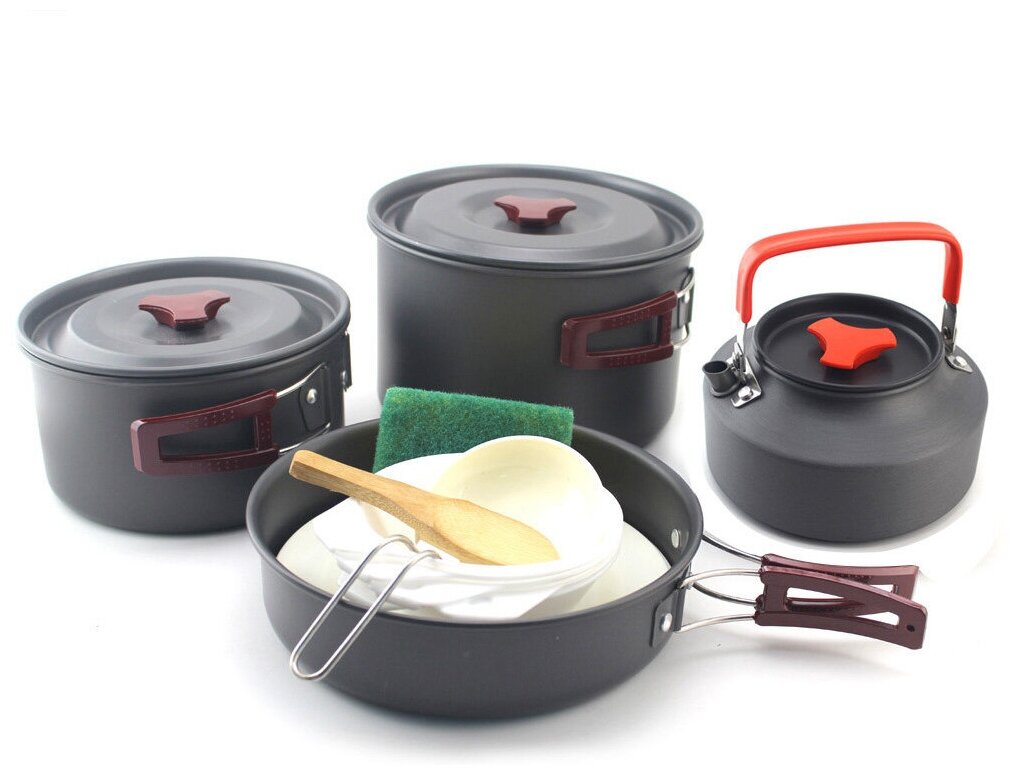 Туристический набор посуды для похода 14 предметов, компактный и легкий комплект походной посуды, Shamoon SM-CCS-02