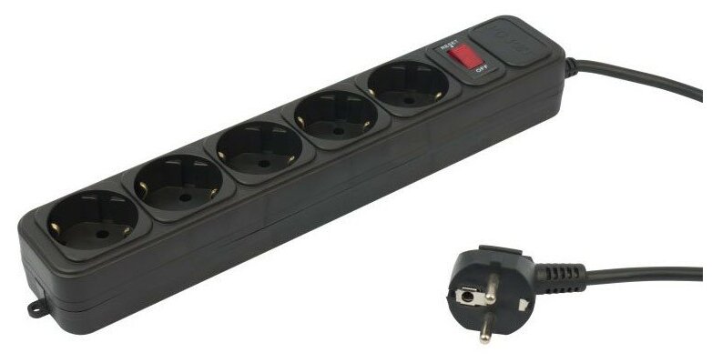 Сетевой фильтр PC Pet AP01006-3-BK 3м (5 розеток) черный (пакет ПЭ)