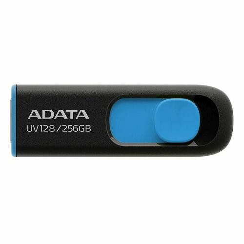 Флешка USB A-Data DashDrive UV128 256ГБ, USB3.0, черный и синий [auv128-256g-rbe]