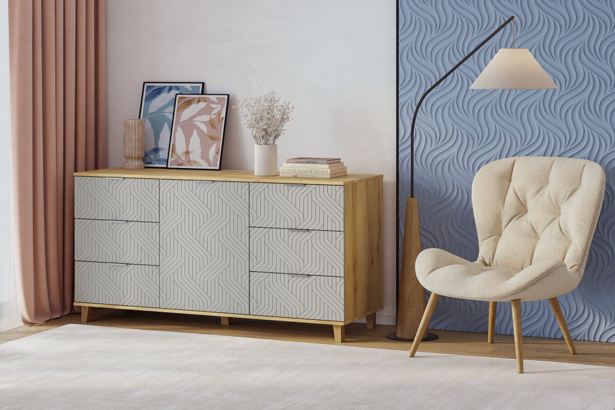 Комод Марвин 33 фрезеровка 3 Сантьяго для документов для книг для обуви для одежды для посуды 150*70*40