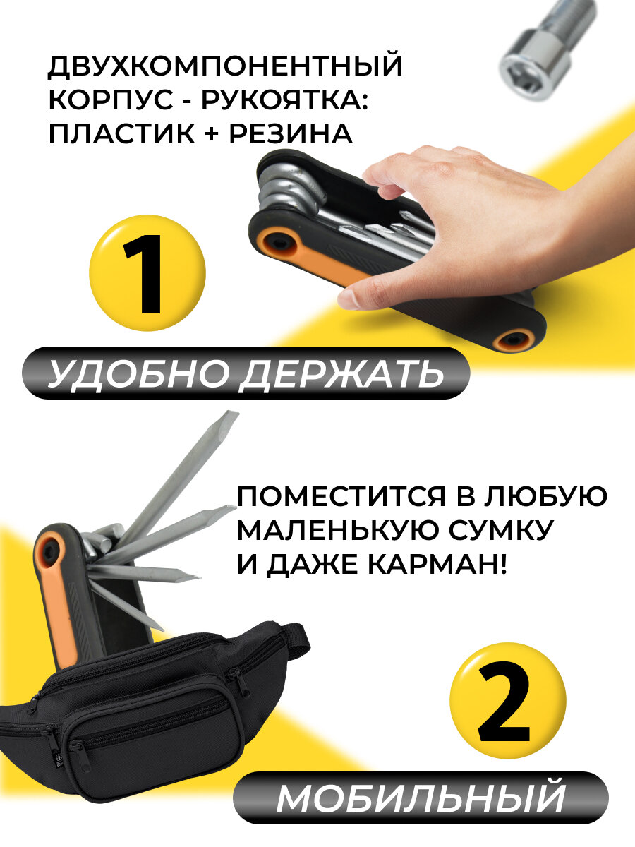 Мультитул 8 в 1 универсальный Отвертки/крестовые и прямые шлицы — фото 1