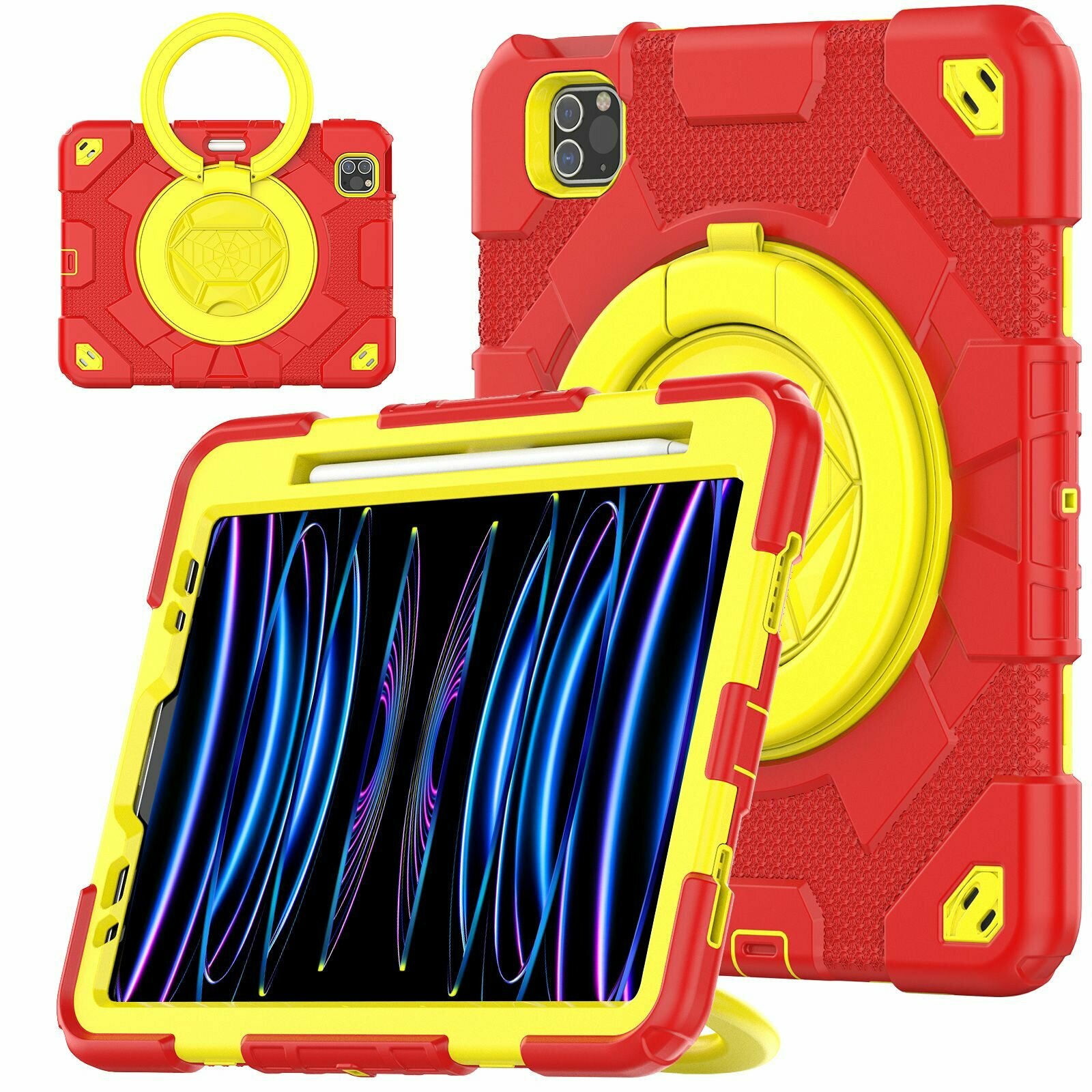Чехол для iPad Air 4-5 (A2588 A2589 A2591 A2316 A2324 A2325 A2072) / iPad Pro 11" (2018-2022) Superhero противоударный красный-желтый