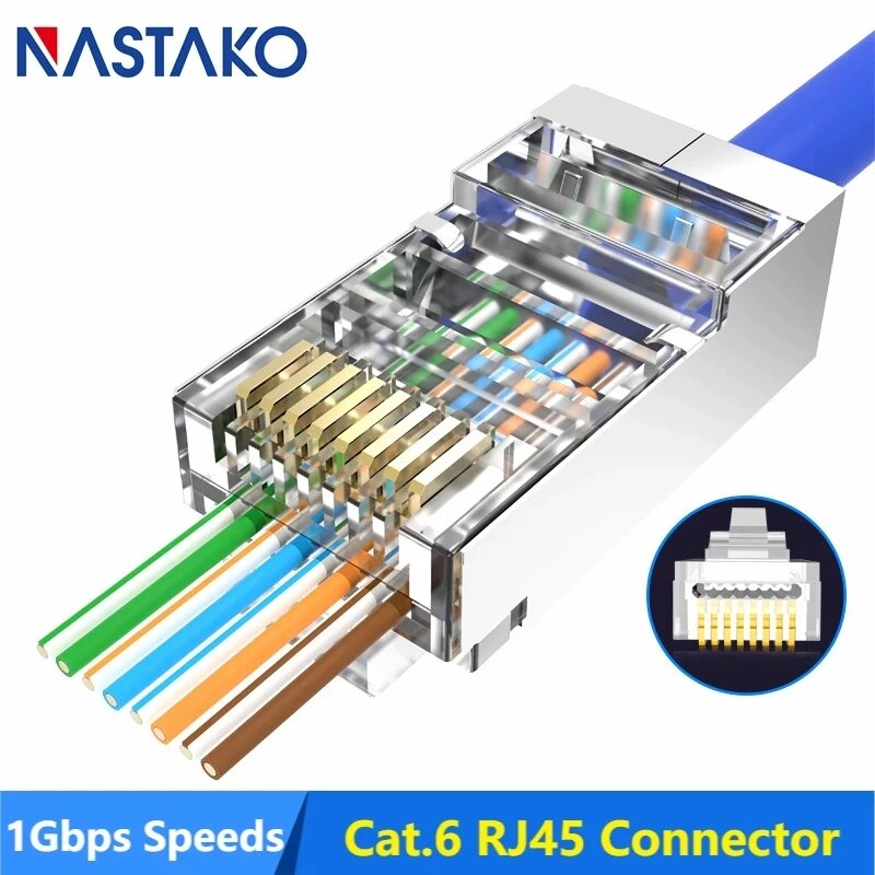 NASTAKO разъем RJ45 Cat6 8P8C 30шт 30pcs, Clear