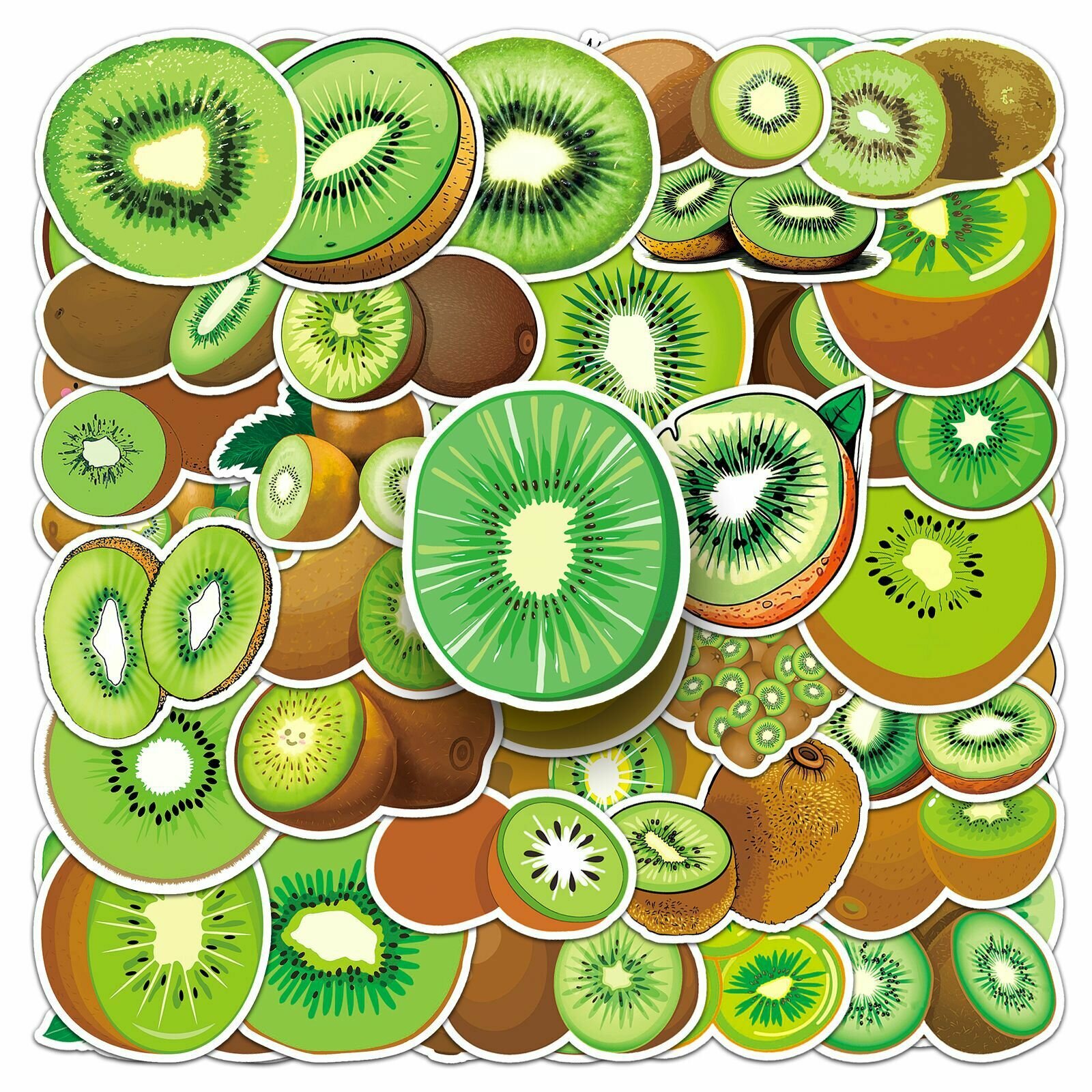 Набор из 50 наклеек «Киви», милые наклейки с зелеными фруктами и едой, водостойкие виниловые наклейки для ноутбука, альбома, чехла для телефона, чемодана, блокнота, бутылки с водой, журнала, чашки, холодильника, эстетичный декор своими руками