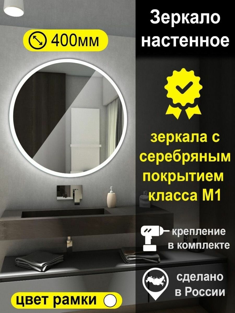 Зеркало настенное круглое в окантовке 40х40см