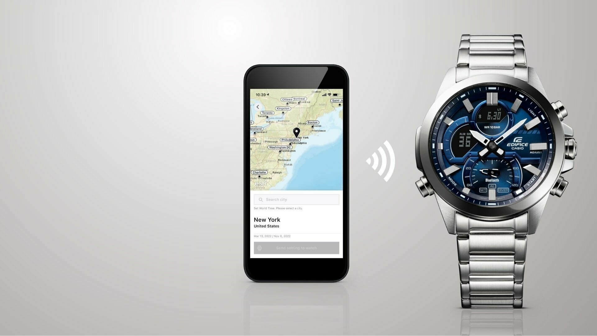 Наручные часы CASIO Edifice, серебристый/синий — фото 1