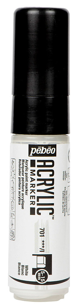 Маркеры Pebeo Акриловые, 5-15 мм, 201701, белые, плоское перо, 3 шт