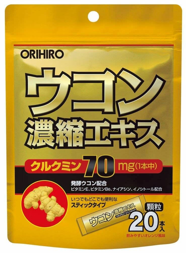 Куркума Orihiro Concentrated Turmeric Extract, в гранулах, со вкусом апельсина на 20 дней