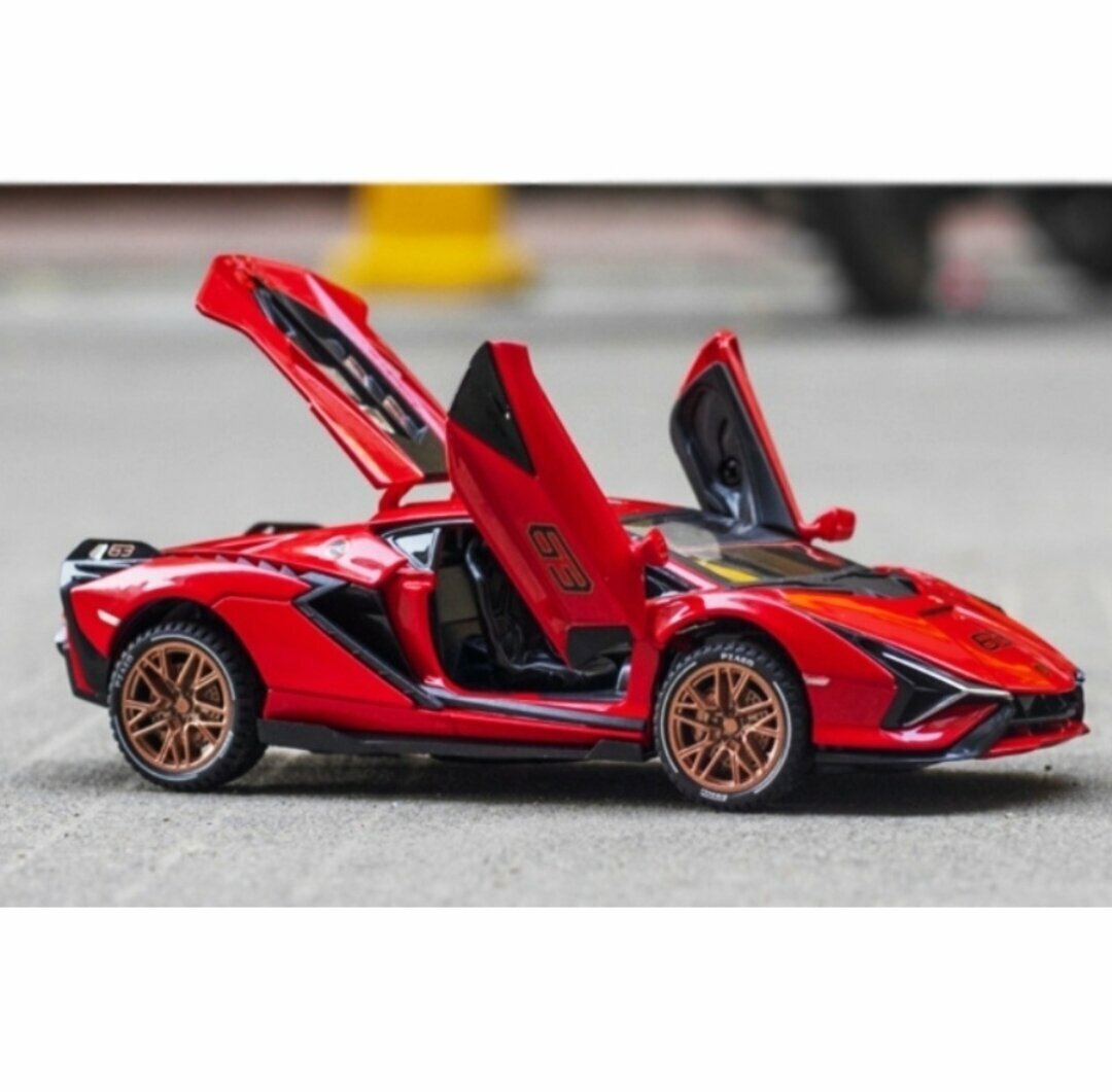 Машинка металлическая инерционная/ Модель машины Lamborghini красная/ Подарок для мальчика