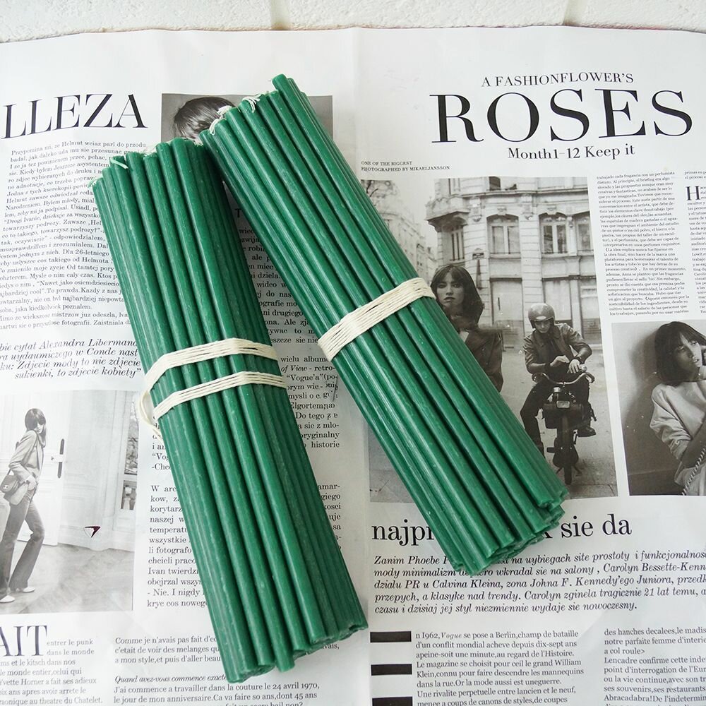 Восковые церковные Троицкие свечи №20/ 1 кг / 52 шт /зеленые