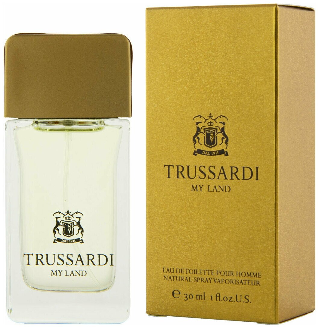 Туалетная вода TRUSSARDI "My Land", мужская, цитрусовая, древесная, 30мл