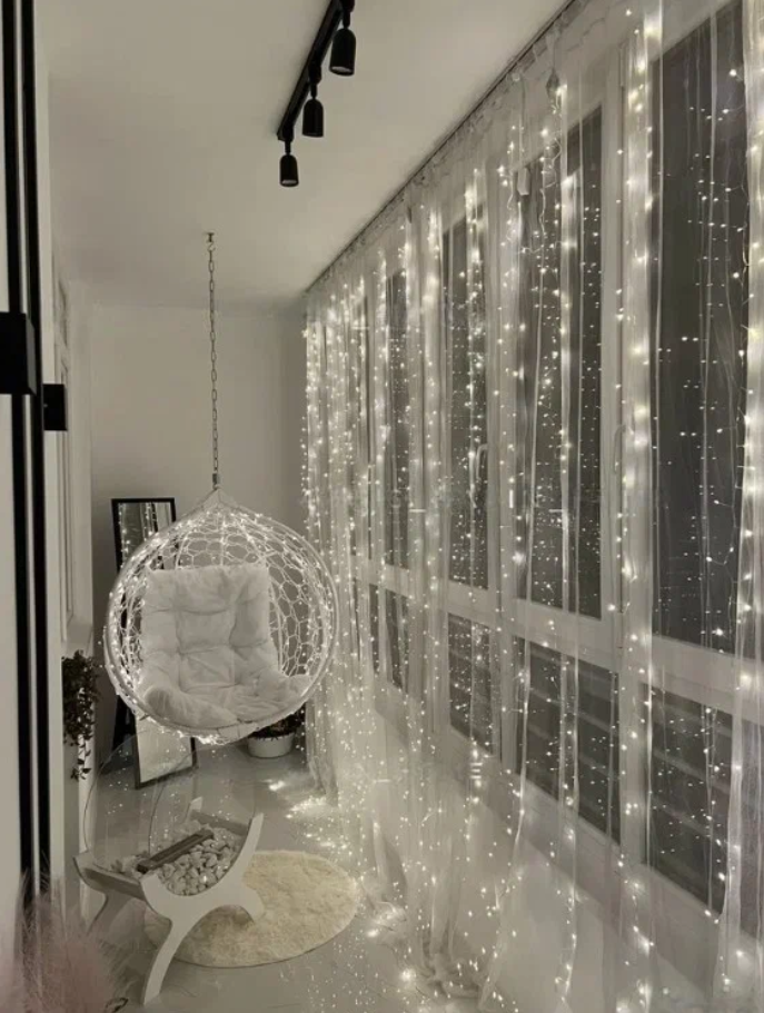 Гирлянда штора Хвойная Лапа 3x3м, питание от сети, светодиодная, желтый свет