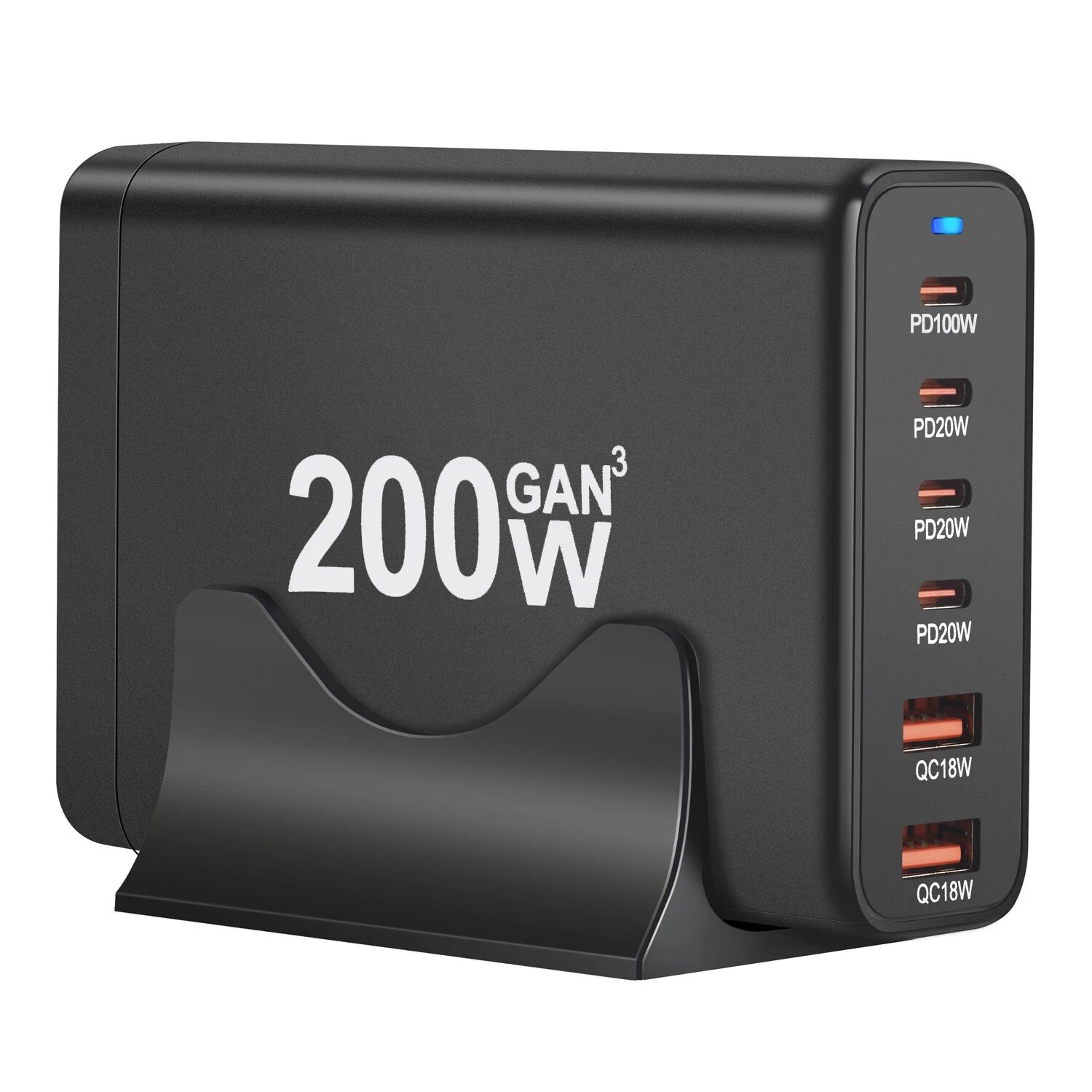 Быстрое Зарядное Устройство GaN 120 Вт/200 Вт С 6 Портами USB Type-C И Поддержкой Quick Charge 3.0 PD Для Мобильных Телефонов