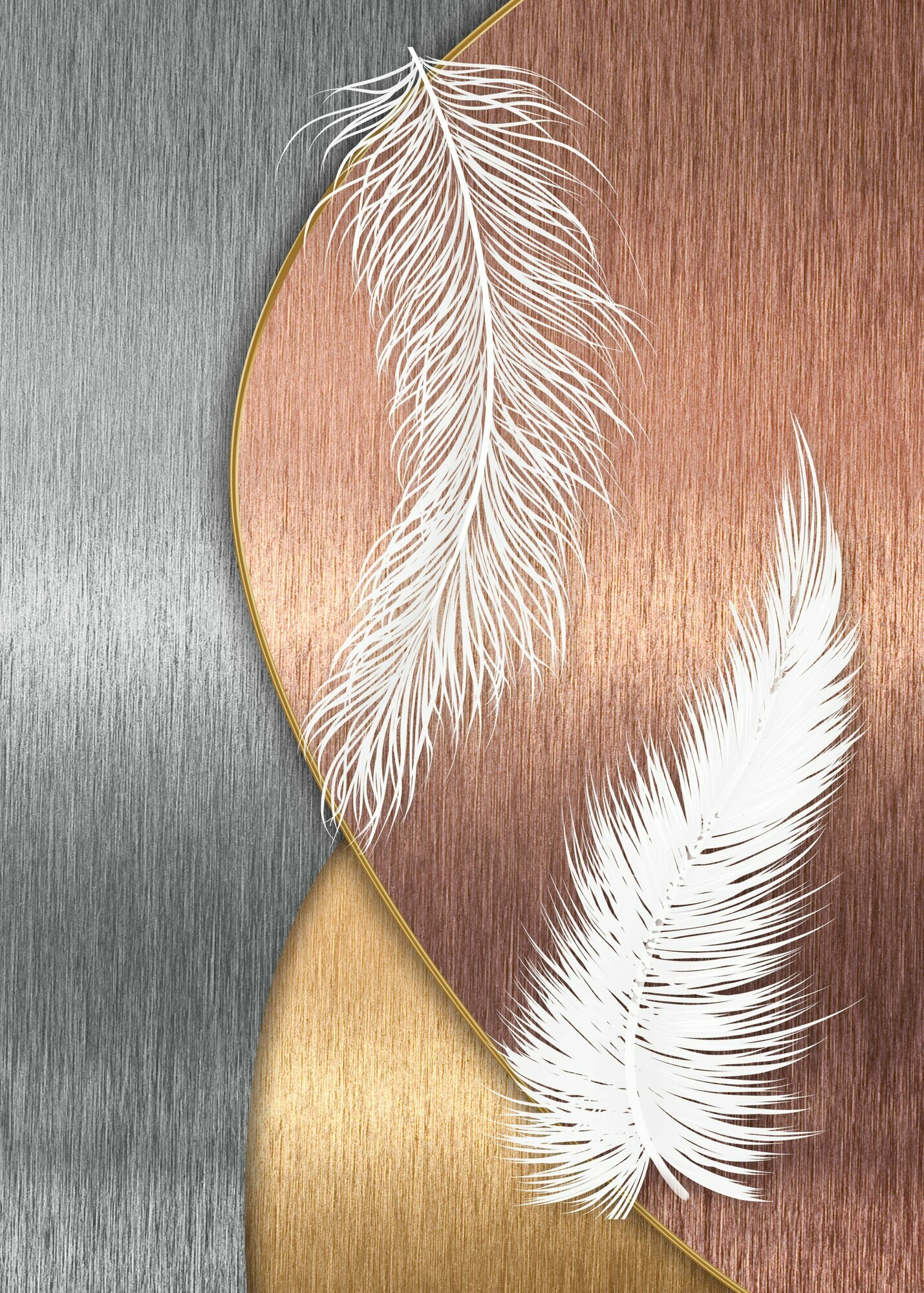 Фотообои Перья на бронзе 270х100 см