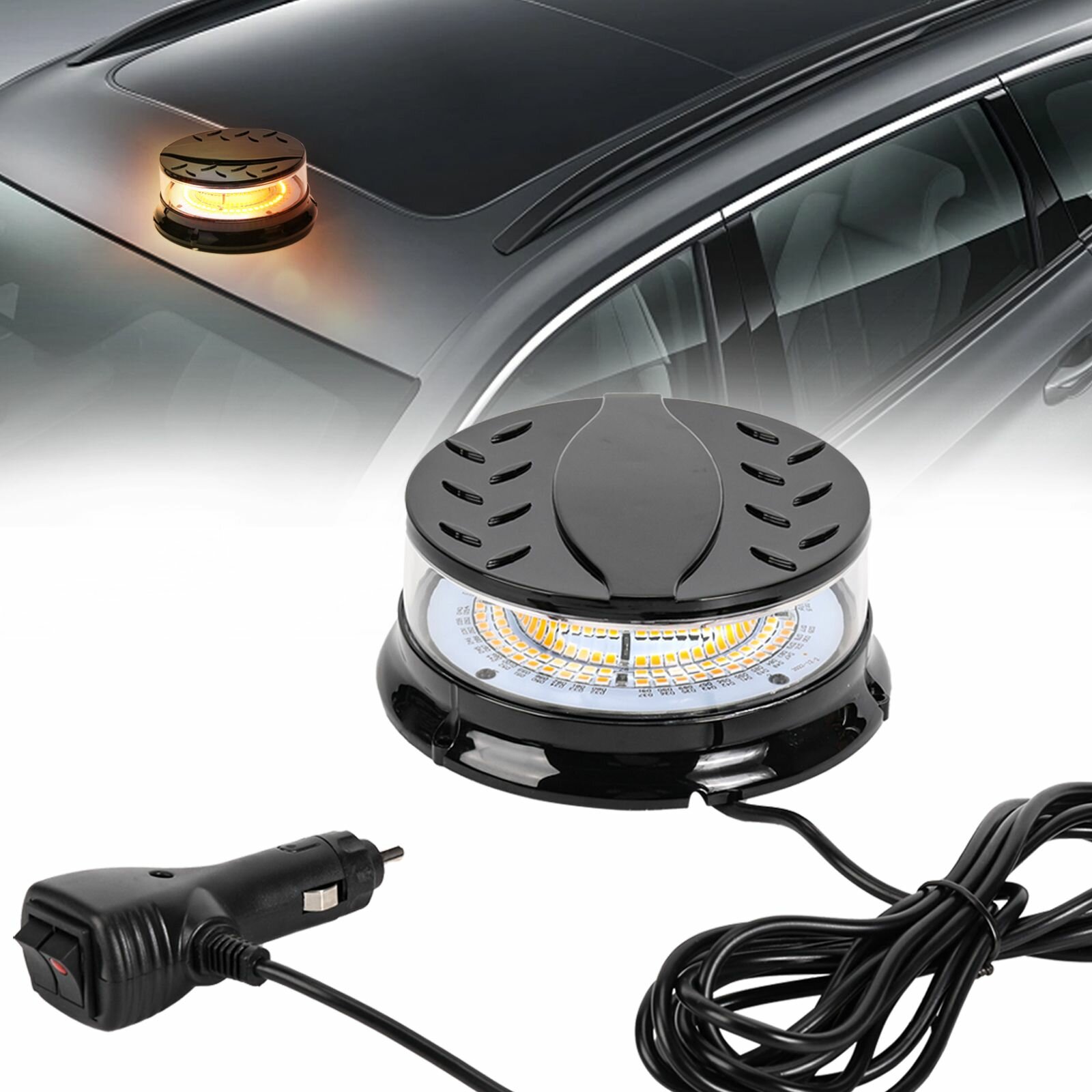 Мигалка желтая проблесковый маячок стробоскоп 12-24V(Стробоскоп, на магните, в прикуриватель)/Мигалка оранжевая на крышу Автомобильный аварийный стробоскоп аварийные огни для автомобилей