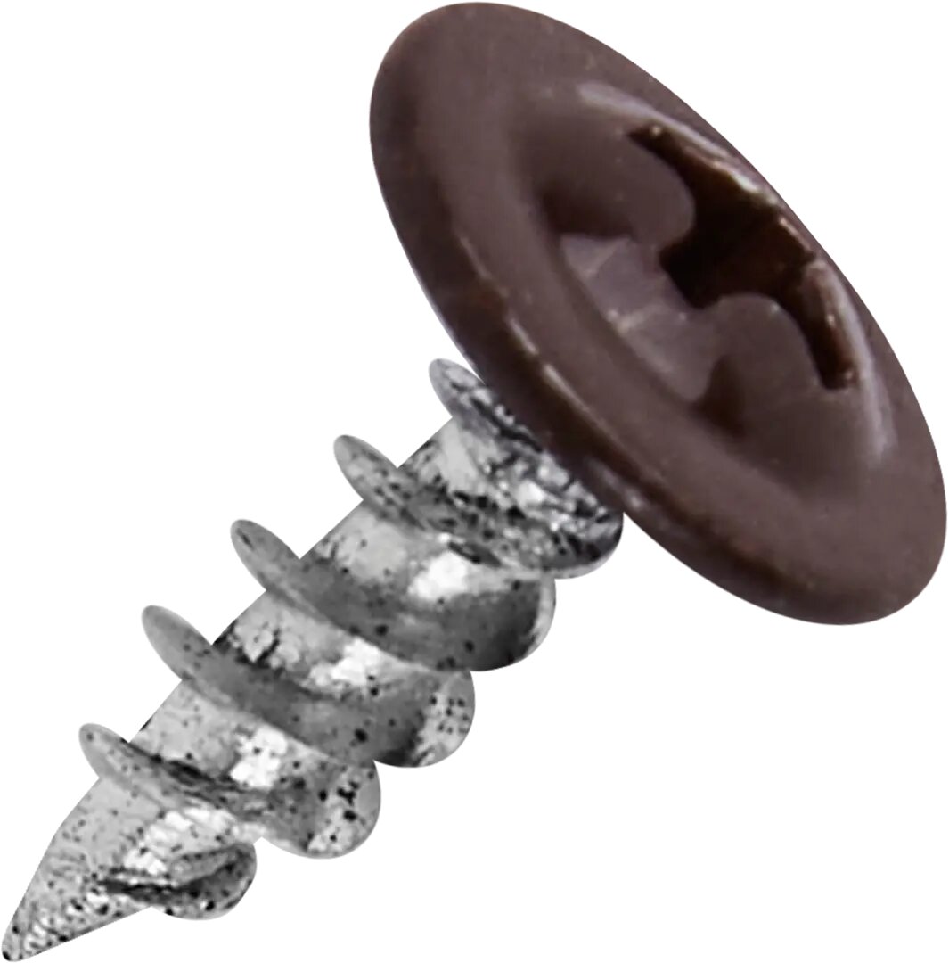 Саморезы по металлу с пресс-шайбой острые оцинкованные RAL 8017 4.2x13 32 шт.