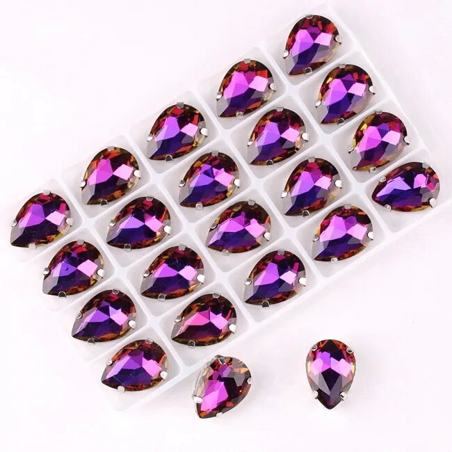 Стразы стеклянные формы капли SNCRYSTAL 7*10, 10*14, 13*18 мм Фиолетовый, 13x18mm 20pcs, A12 Amethyst RB