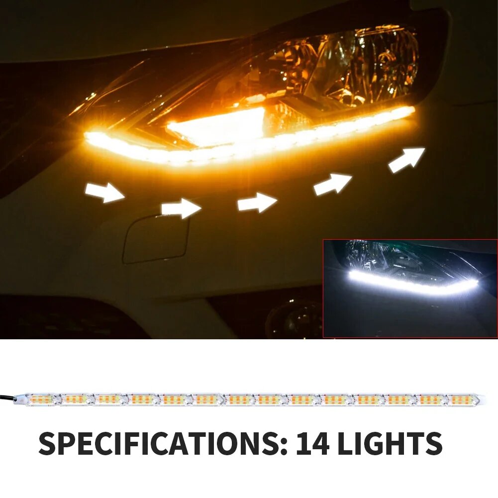 Светодиодные ДХО 14LED, желтые, автомобильные