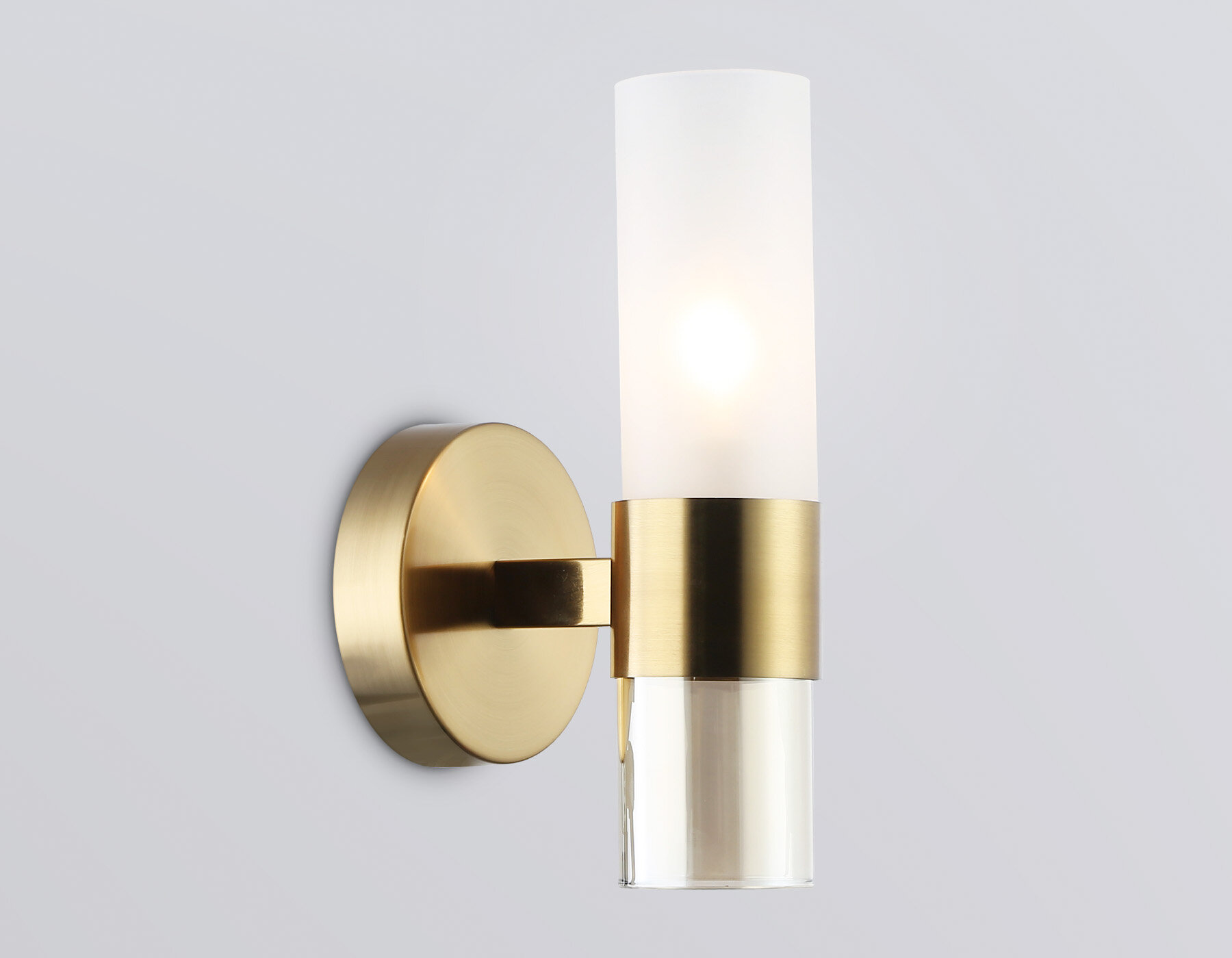 Бра, Настенный светильник, E14 max 40W 130*100*225, латунь/белый матовый/янтарь