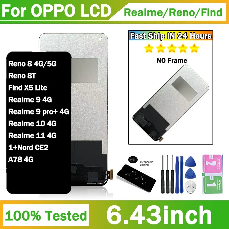 ЖК-дисплей для Oppo Realme 9/9Pro+/10/11/X5 Lite/Nord CE2/Reno 8T (Reno 8T)