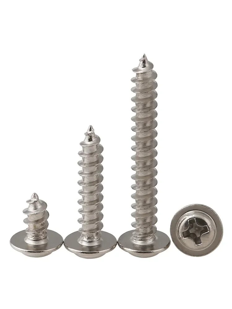 Никелированные/черные саморезы из углеродистой стали M1.2 M1.4 M1.7 M2 M2.3 M2.6 M3 M4 M4 -30pcs, Nickel Plated, 12mm